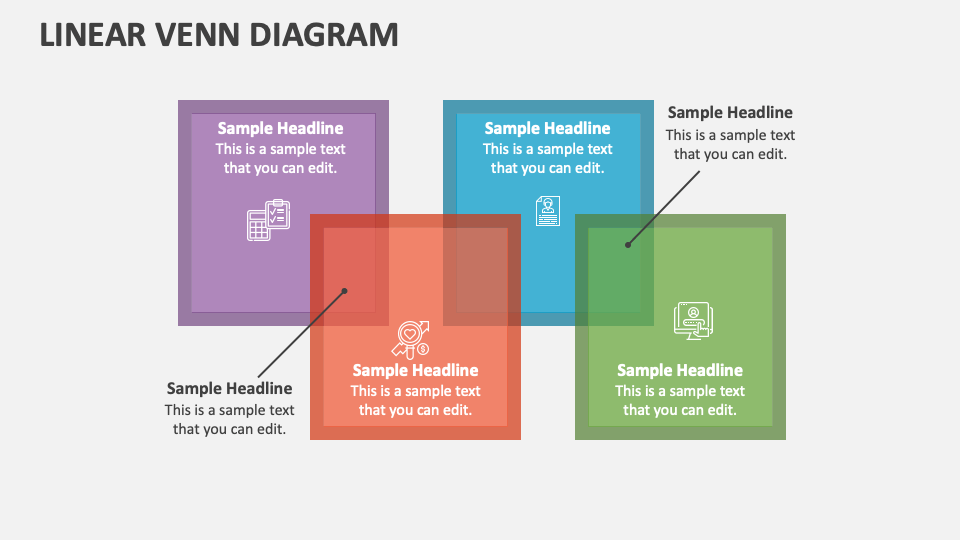 Linear Venn Diagram PowerPoint And Google Slides Template PPT Slides