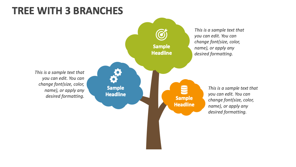 Tree with 3 Branches PowerPoint and Google Slides Template - PPT Slides