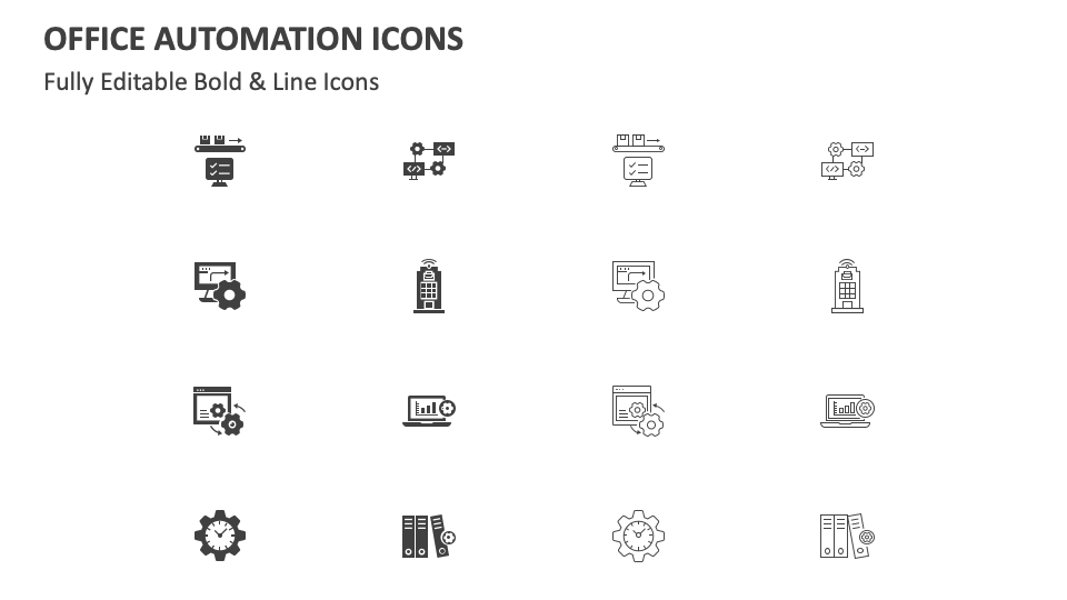 Office Automation Icons for PowerPoint and Google Slides - PPT Slides
