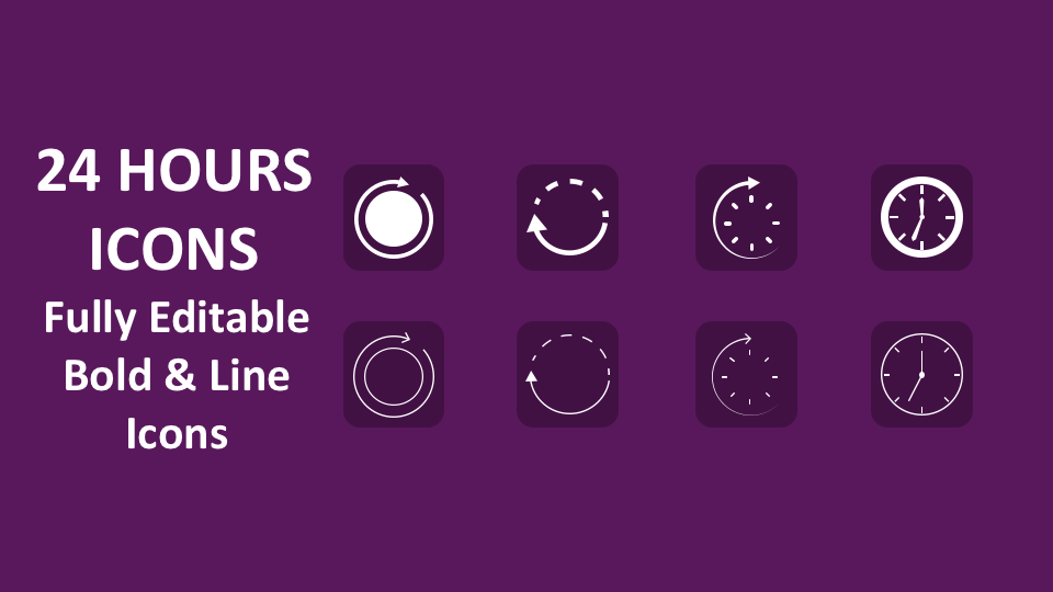 24 Hours Icons PowerPoint Presentation Slides - PPT Template