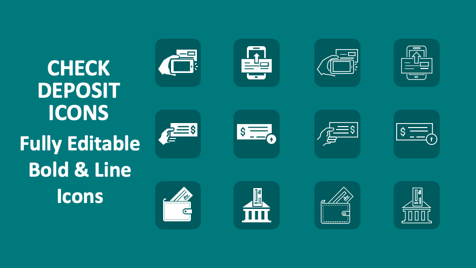 Check Deposit Icons for PowerPoint and Google Slides - PPT Slides
