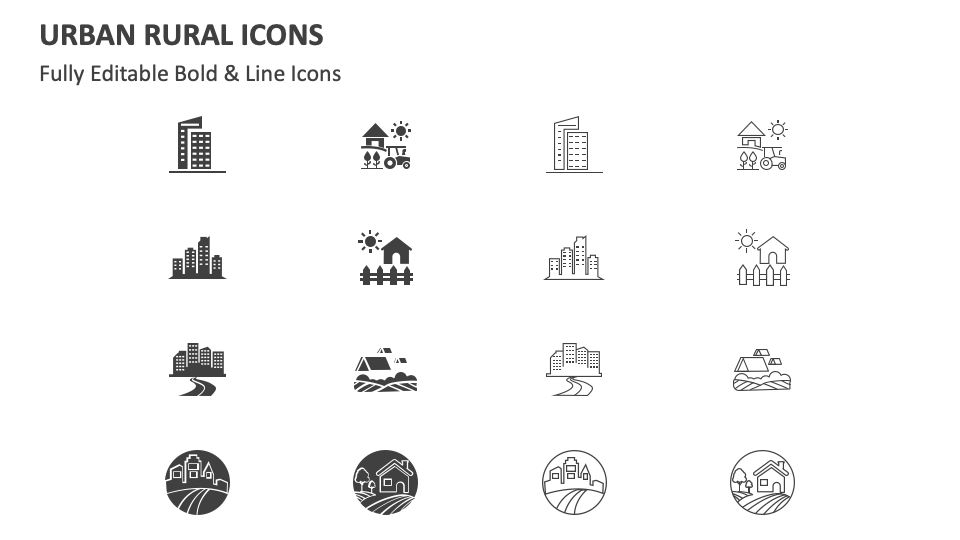 Urban Rural Icons for PowerPoint and Google Slides - PPT Slides