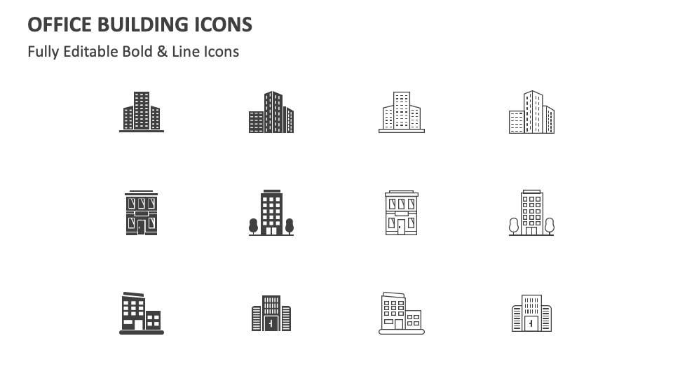 Office Building Icons for PowerPoint and Google Slides - PPT Slides