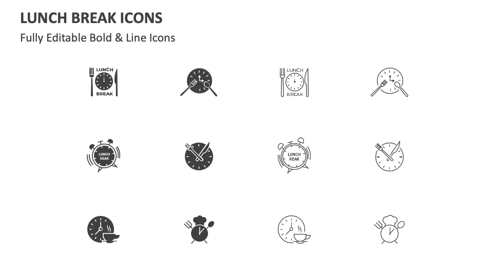 Lunch Break Icons for PowerPoint and Google Slides - PPT Slides