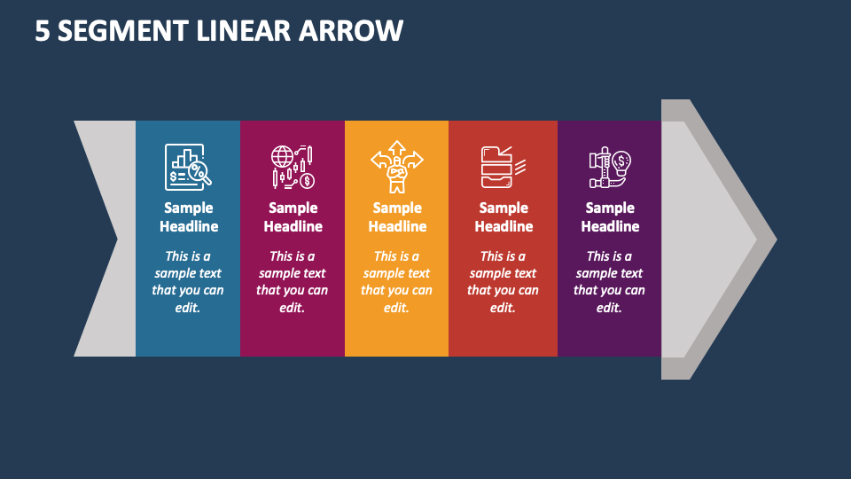 5 Segment Linear Arrow PowerPoint Presentation Slides - PPT Template