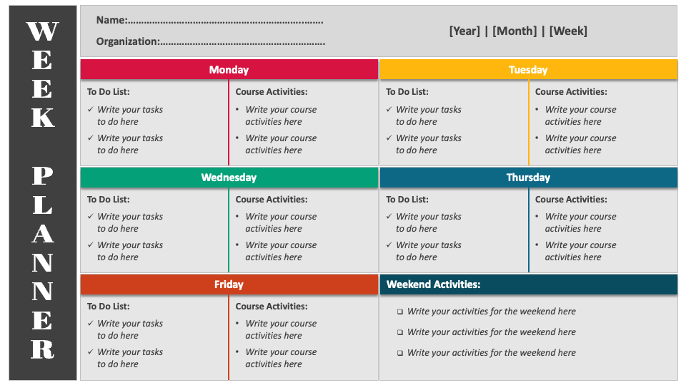 Weekly Planner PowerPoint and Google Slides Template - PPT Slides