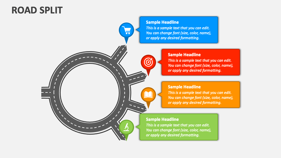 Road Split PowerPoint and Google Slides Template - PPT Slides
