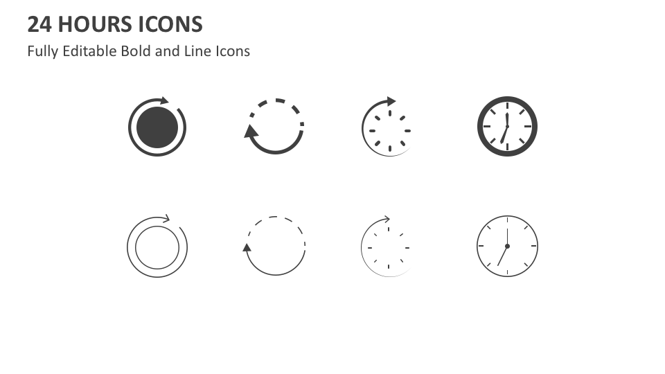24 Hours Icons PowerPoint Presentation Slides - PPT Template