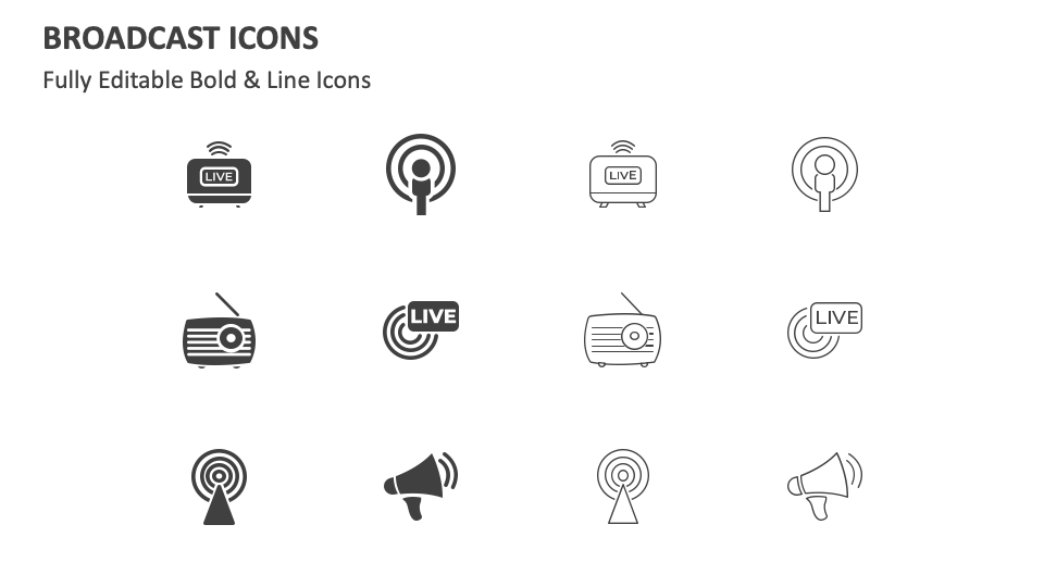 Broadcast Icons for PowerPoint and Google Slides - PPT Slides