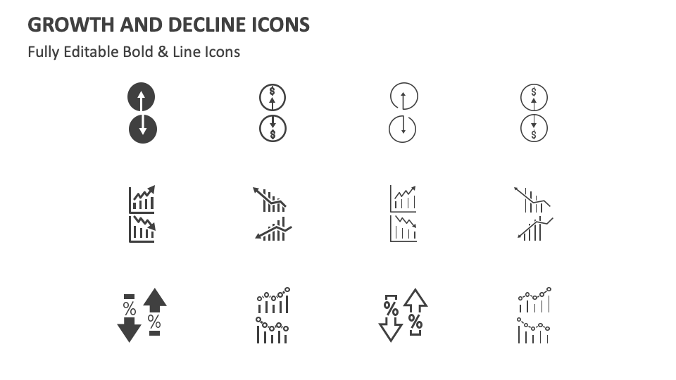 Growth and Decline Icons for PowerPoint and Google Slides - PPT Slides