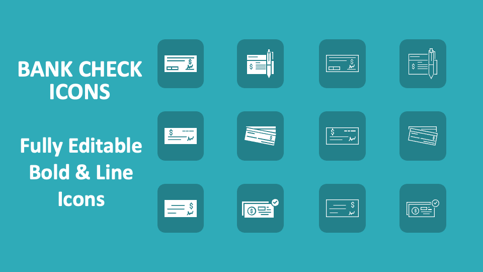 Bank Check Icons for PowerPoint and Google Slides - PPT Slides
