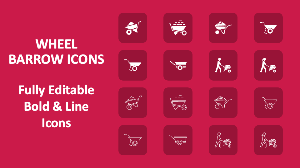 Wheel Barrow Icons for PowerPoint and Google Slides - PPT Slides