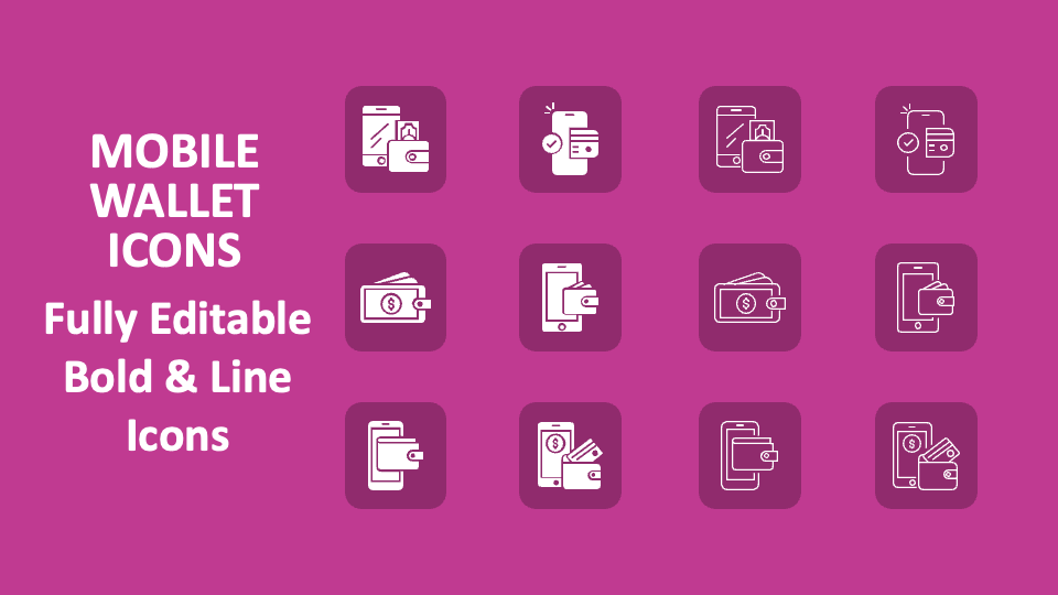 Mobile Wallet Icons for PowerPoint and Google Slides - PPT Slides
