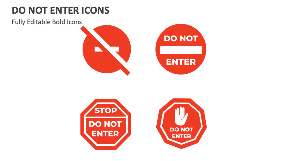 Do Not Enter Icons for PowerPoint and Google Slides - PPT Slides