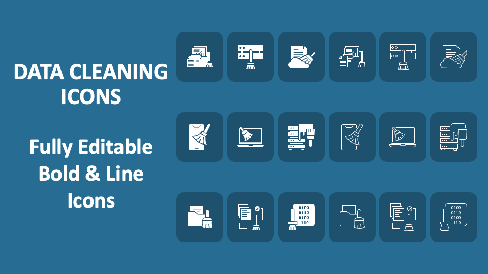 Data Cleaning Icons for PowerPoint and Google Slides - PPT Slides