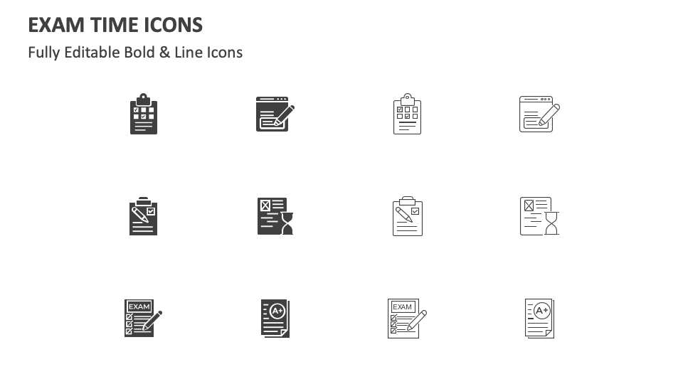 Exam Time Icons for PowerPoint and Google Slides - PPT Slides