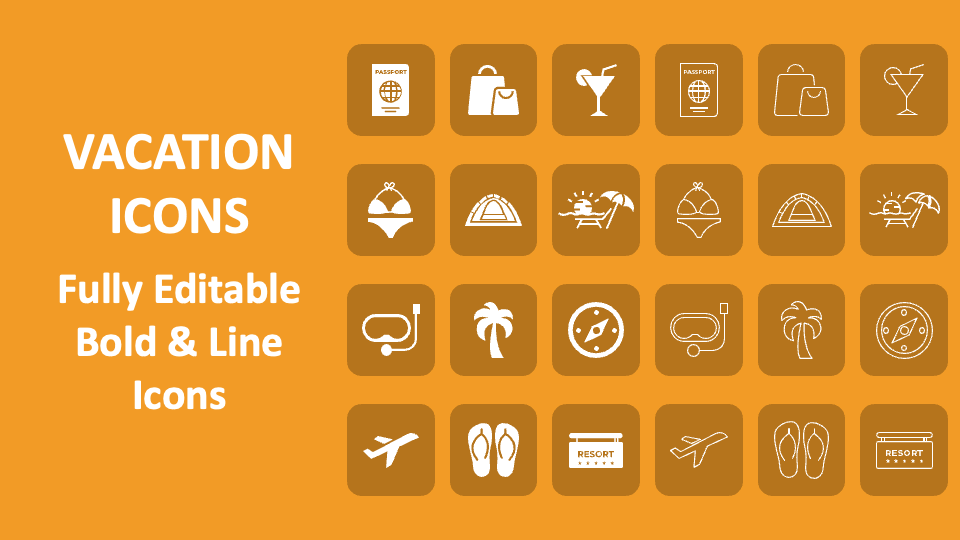 Vacation Icons for PowerPoint and Google Slides - PPT Slides