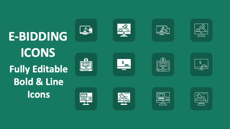 E-Bidding Icons for PowerPoint and Google Slides - PPT Slides