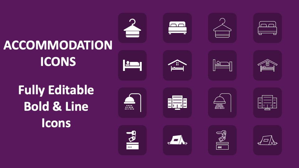 Accommodation Icons for PowerPoint and Google Slides - PPT Slides