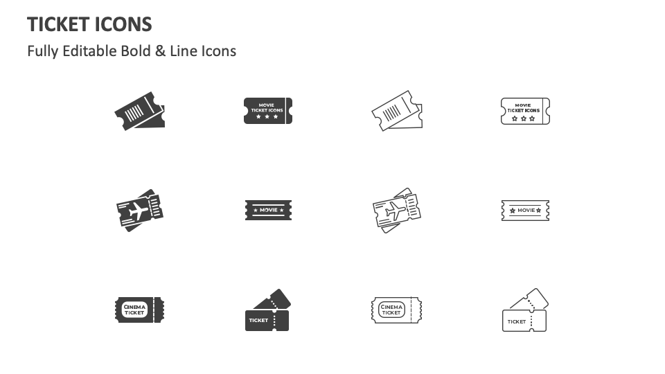 Ticket Icons for PowerPoint and Google Slides - PPT Slides