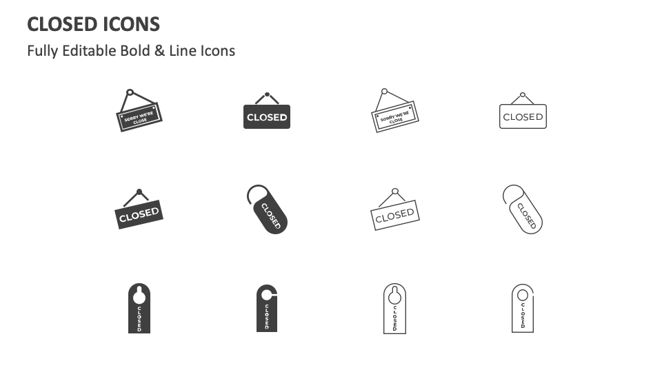 Closed Icons for PowerPoint and Google Slides - PPT Slides