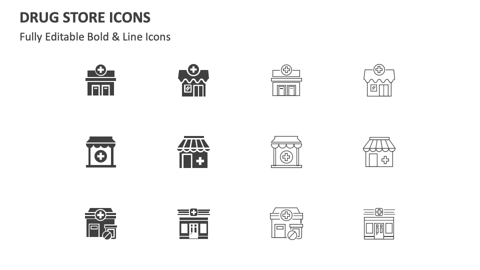 Drug Store Icons for PowerPoint and Google Slides - PPT Slides