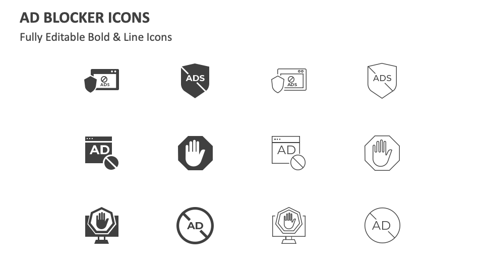 Ad Blocker Icons for PowerPoint and Google Slides - PPT Slides