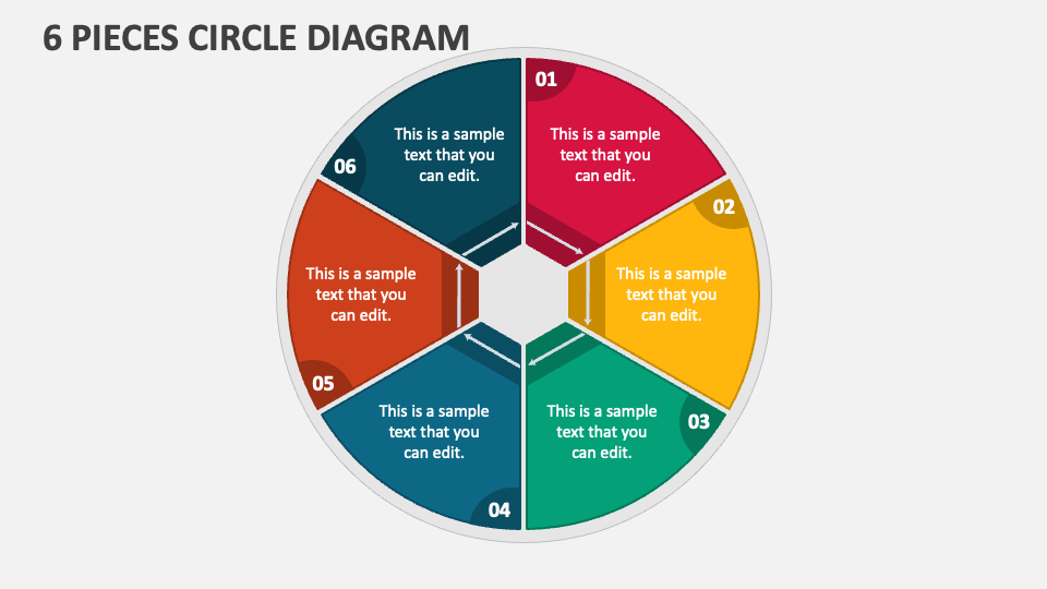 6 Pieces Circle Diagram PowerPoint and Google Slides Template - PPT Slides