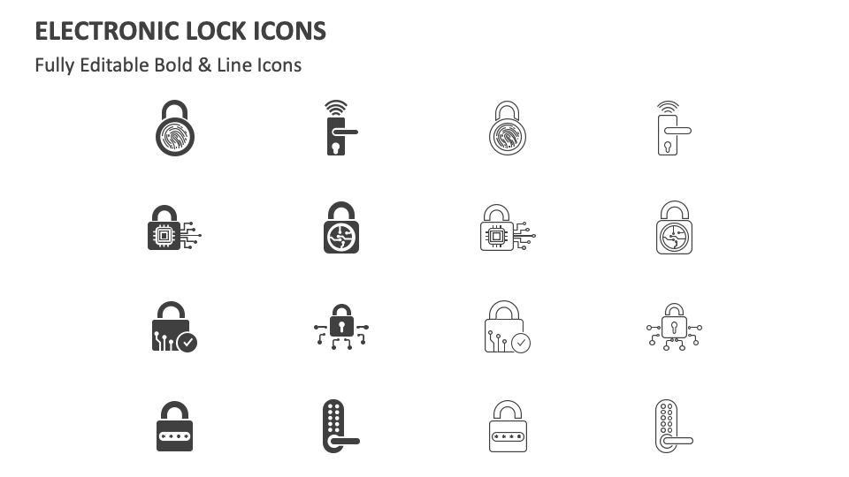 Electronic Lock Icons for PowerPoint and Google Slides - PPT Slides