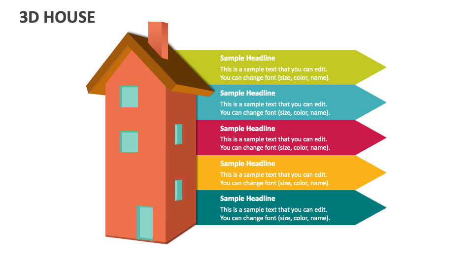 3D House PowerPoint Presentation Slides - PPT Template