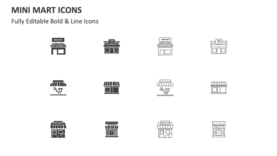 Mini Mart Icons for PowerPoint and Google Slides - PPT Slides