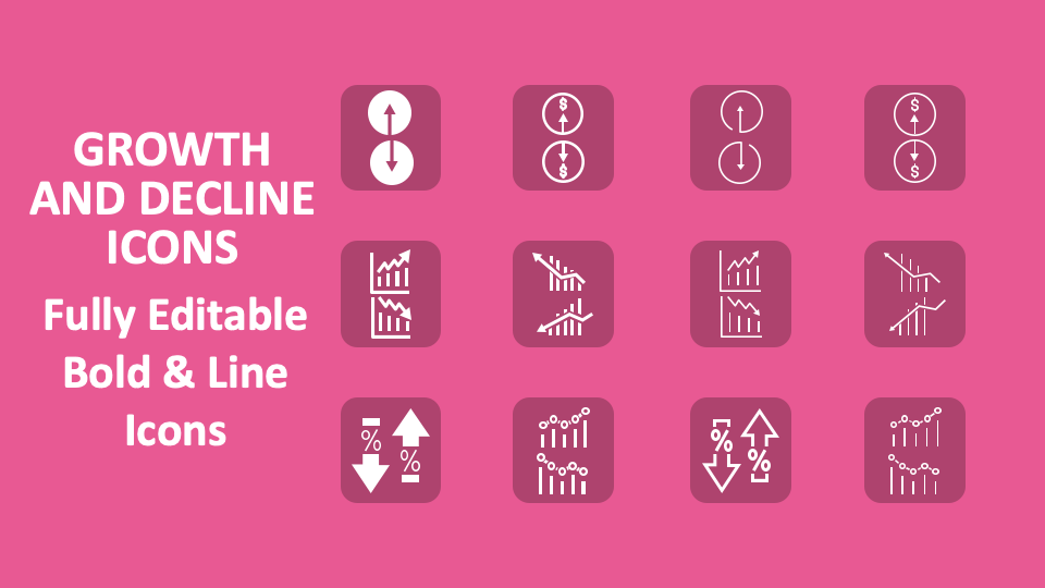 Growth and Decline Icons for PowerPoint and Google Slides - PPT Slides