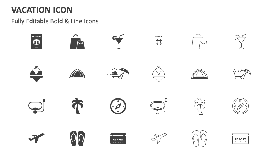 Vacation Icons for PowerPoint and Google Slides - PPT Slides