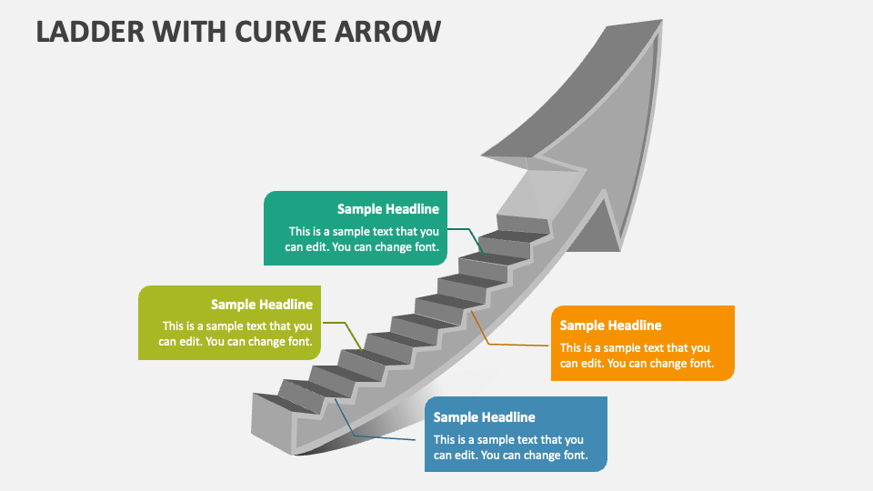 Ladder with Curve Arrow PowerPoint Presentation Slides - PPT Template