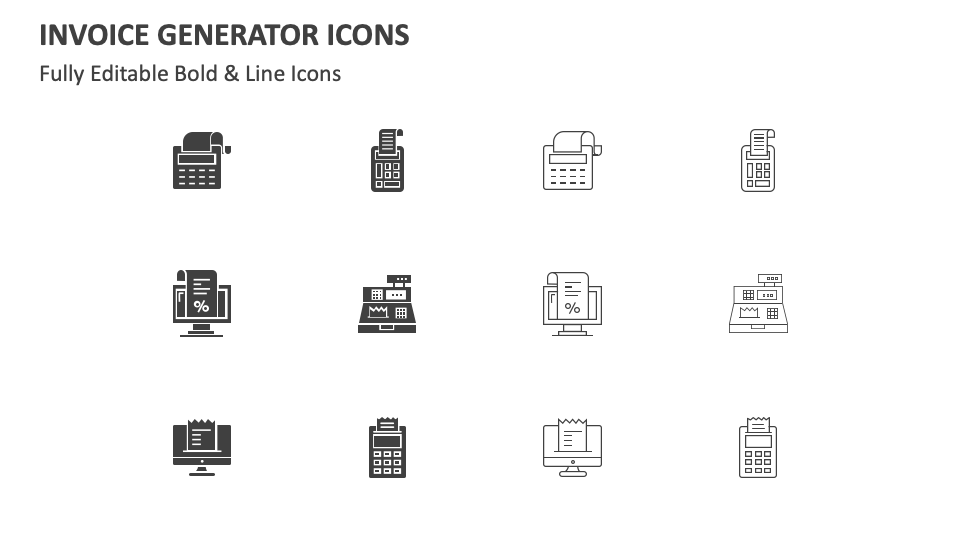 Invoice Generator Icons for PowerPoint and Google Slides - PPT Slides