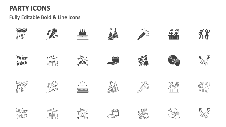 Party Icons for PowerPoint and Google Slides - PPT Slides