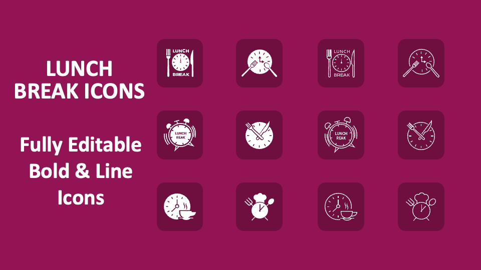 Lunch Break Icons for PowerPoint and Google Slides - PPT Slides