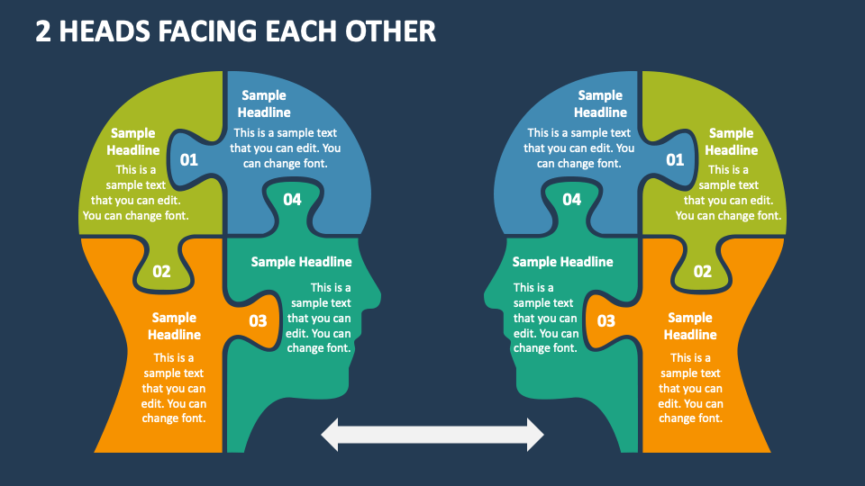 2 Heads Facing Each Other PowerPoint Presentation Slides - PPT Template