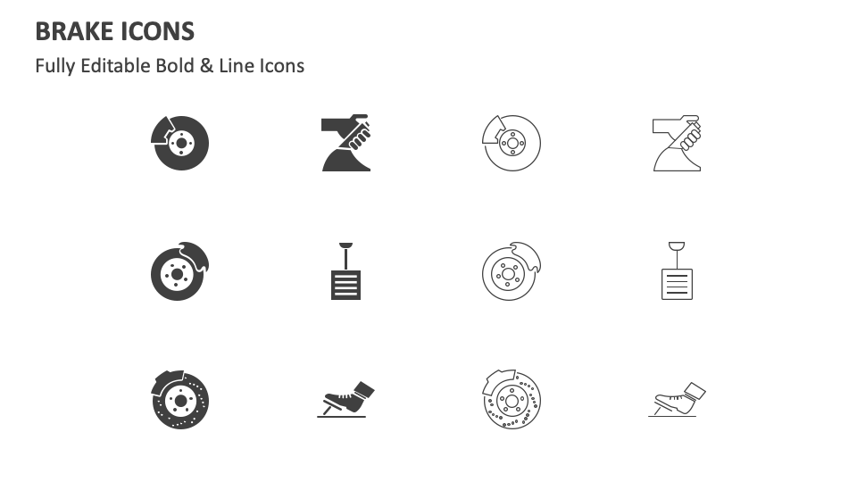 Brake Icons for PowerPoint and Google Slides - PPT Slides
