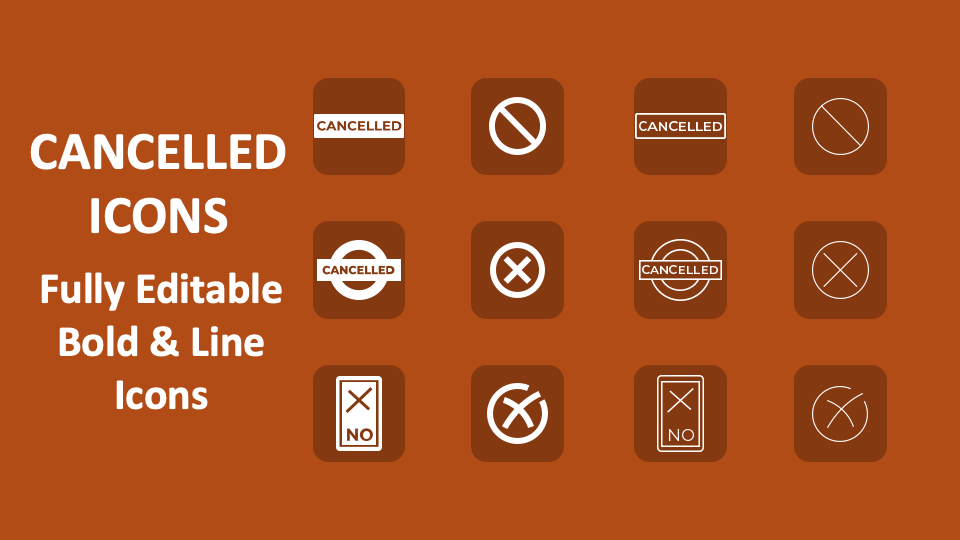 Cancelled Icons for PowerPoint and Google Slides - PPT Slides