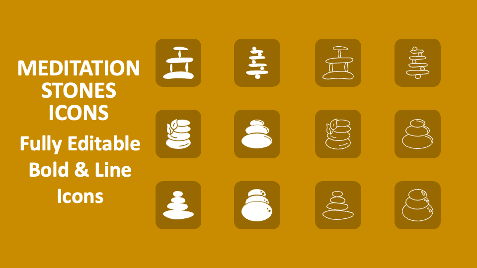 Meditation Stones Icons for PowerPoint and Google Slides - PPT Slides