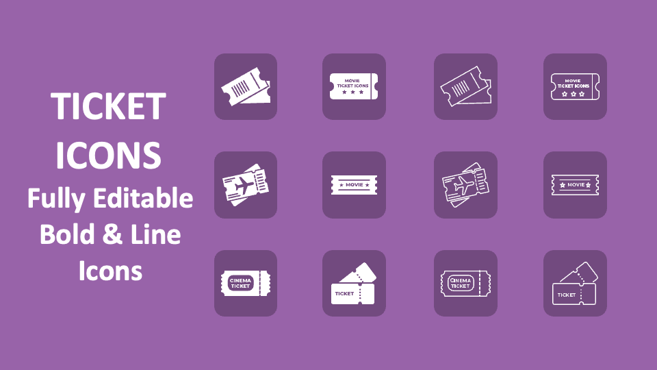Ticket Icons for PowerPoint and Google Slides - PPT Slides