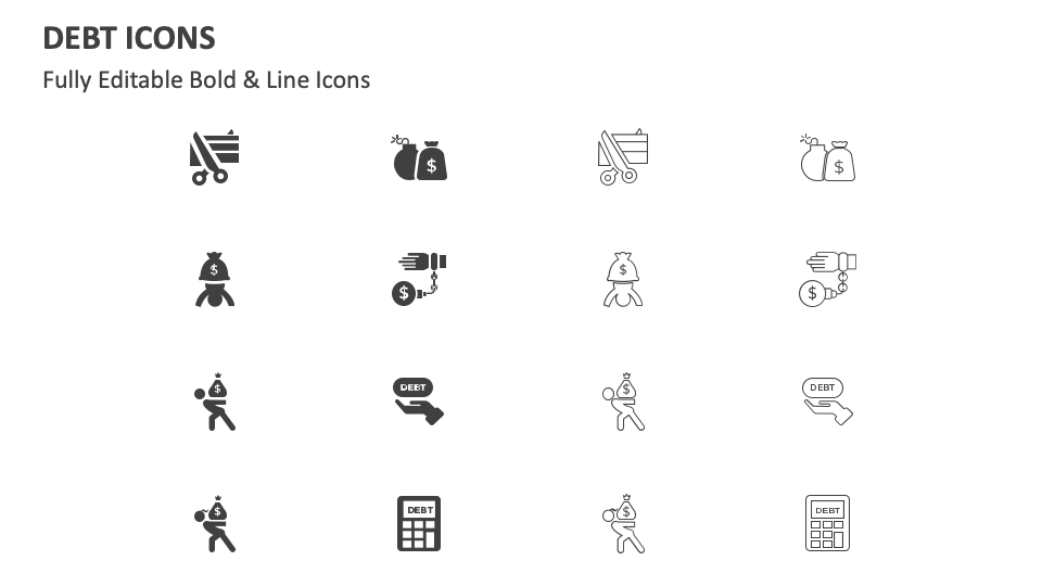 Debt Icons for PowerPoint and Google Slides - PPT Slides