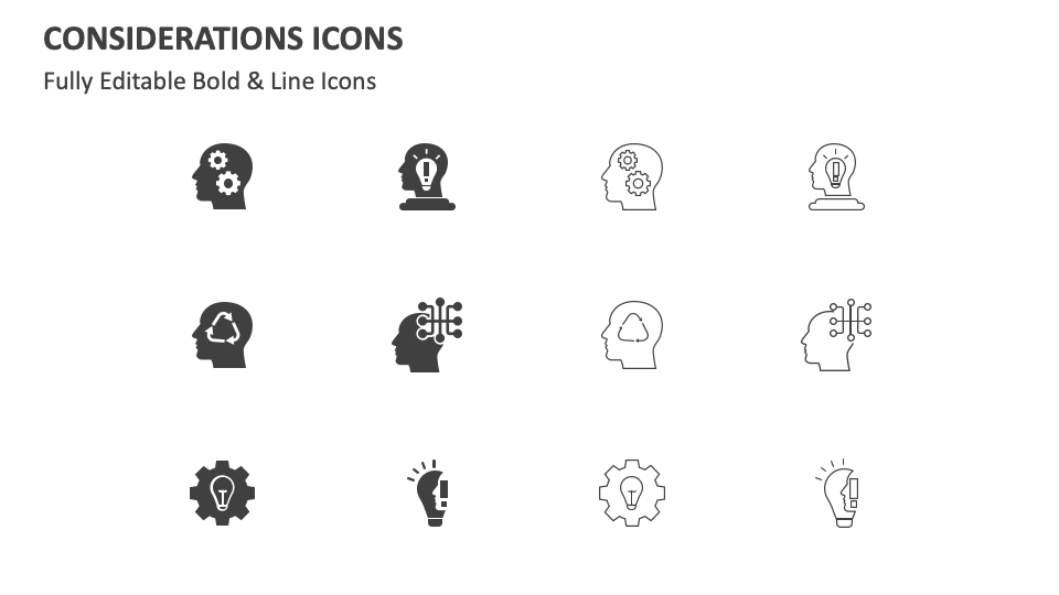 Considerations Icons for PowerPoint and Google Slides - PPT Slides