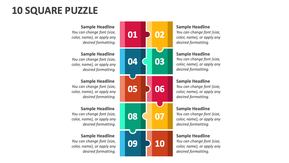 10 Square Puzzle PowerPoint and Google Slides Template - PPT Slides