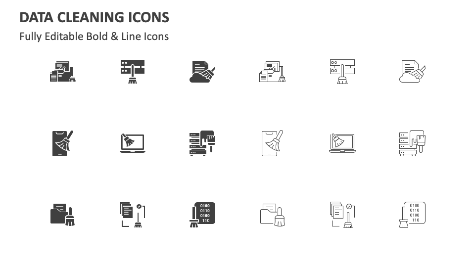 Data Cleaning Icons for PowerPoint and Google Slides - PPT Slides