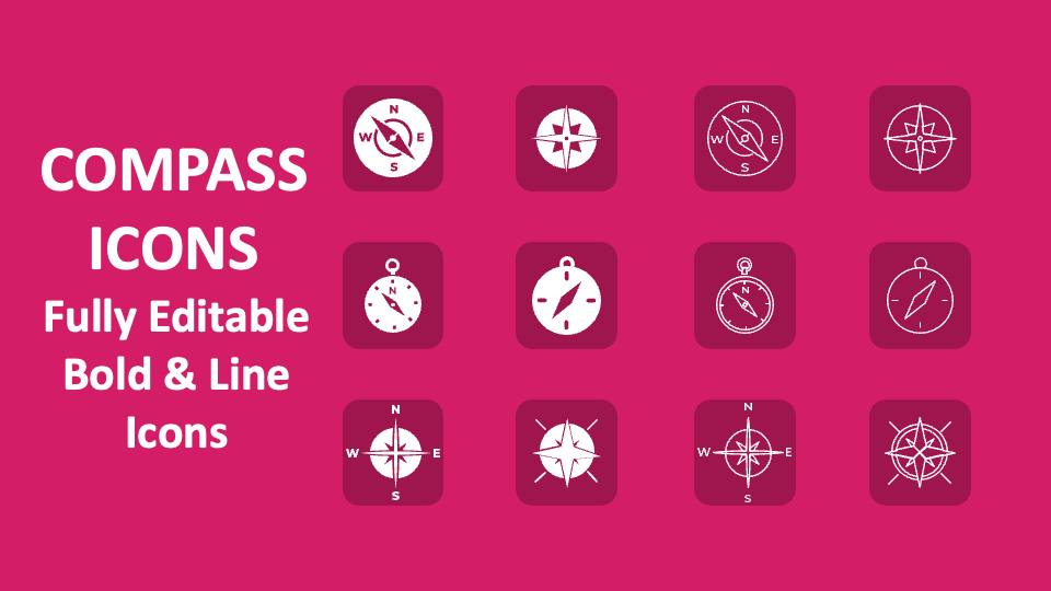 Compass Icons for PowerPoint and Google Slides - PPT Slides