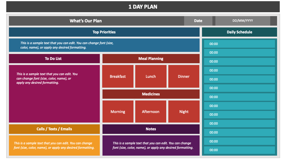 1 Day Plan PowerPoint Presentation Slides - PPT Template