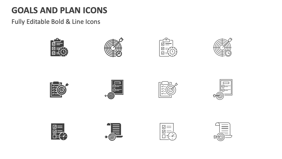 Goals and Plan Icons for PowerPoint and Google Slides - PPT Slides