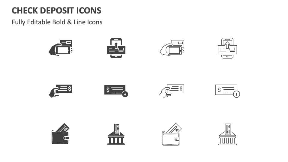 Check Deposit Icons for PowerPoint and Google Slides - PPT Slides